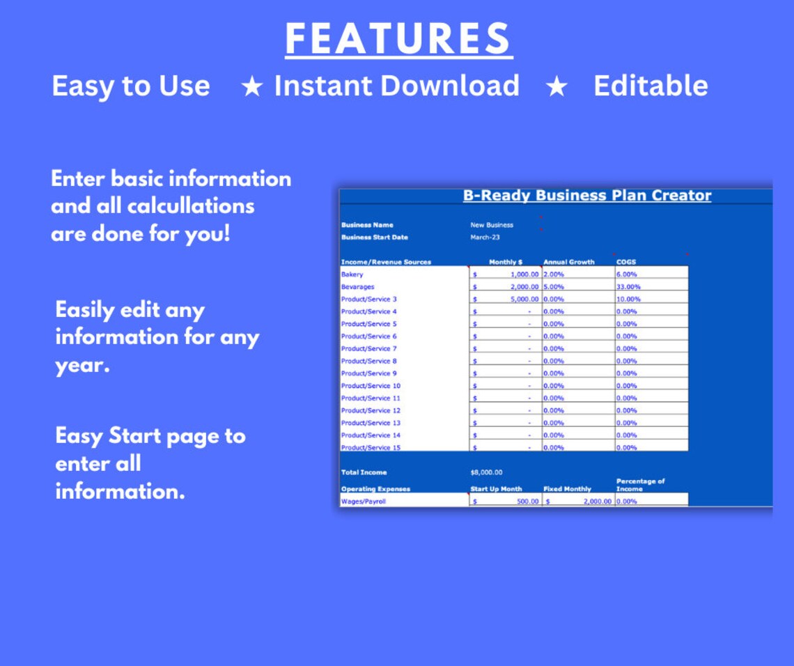 Business Plan Financial Projections Spreadsheet Template for Beginners ...