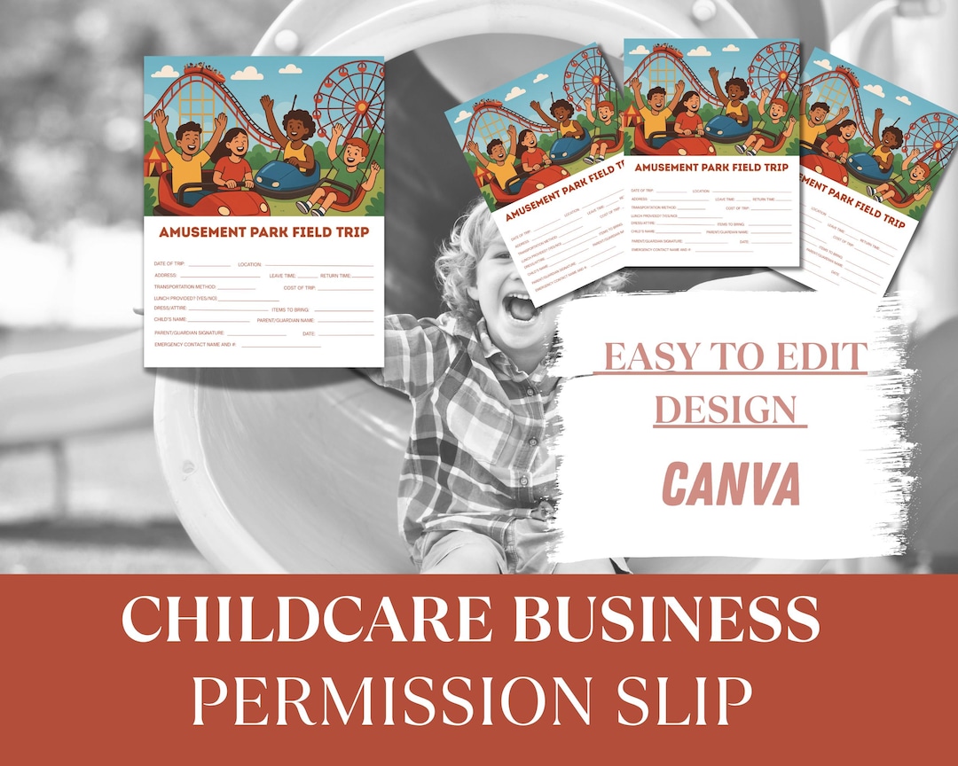 Amusement Park Field Trip Permission Slip Template: Editable Canva ...