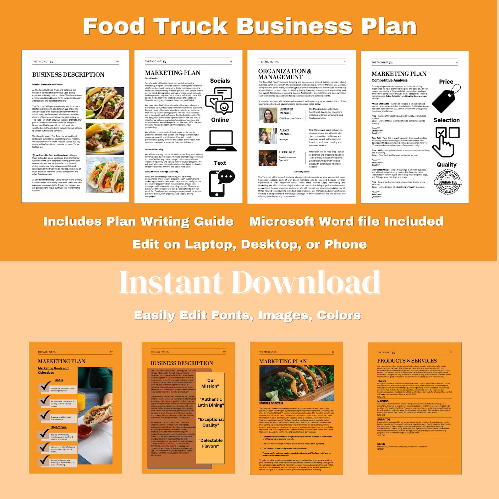 Food Truck Business Plan Template for Start-up Business - Business Plan ...