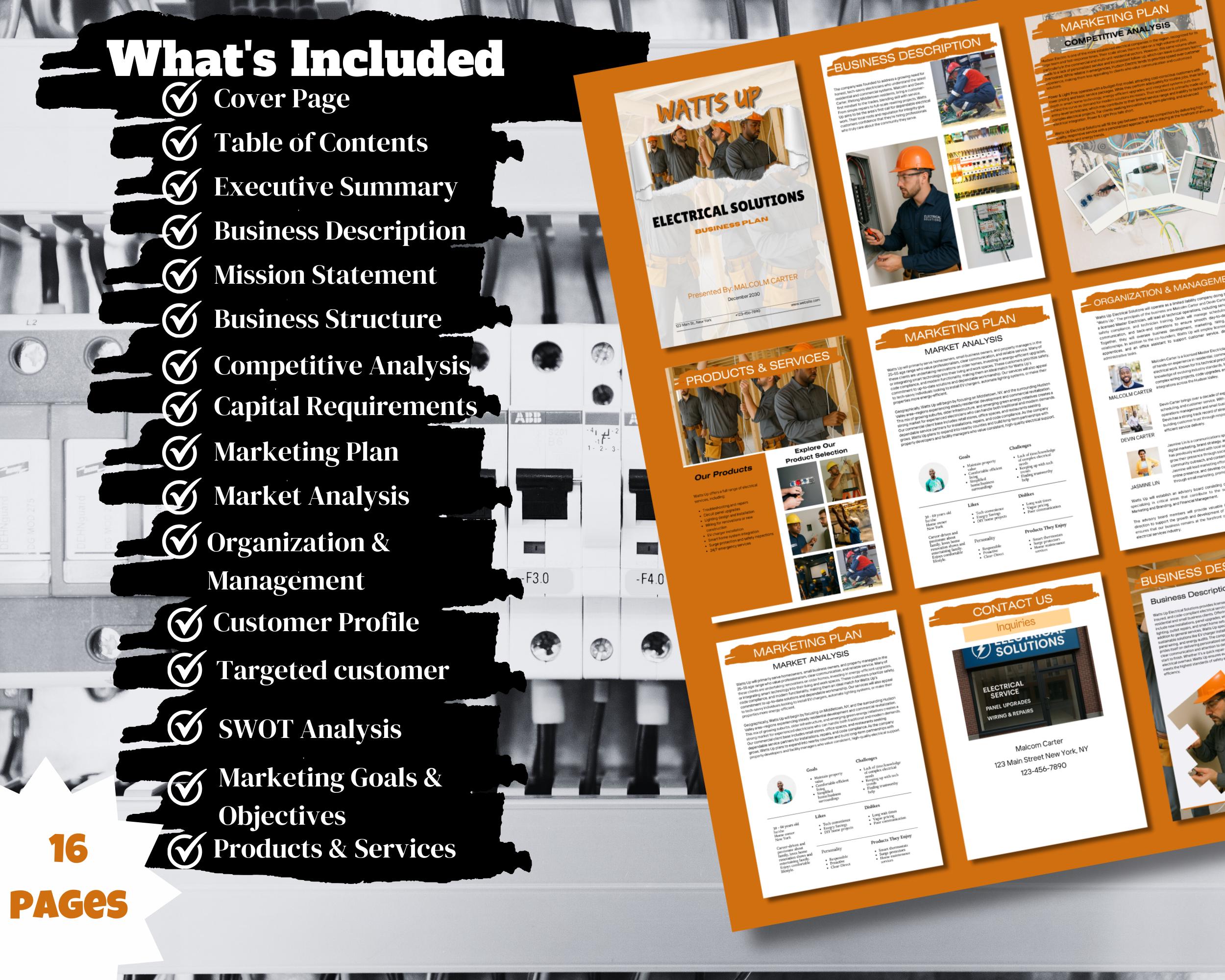 Electrician Business Plan Template for Canva and Word (instant Download ...
