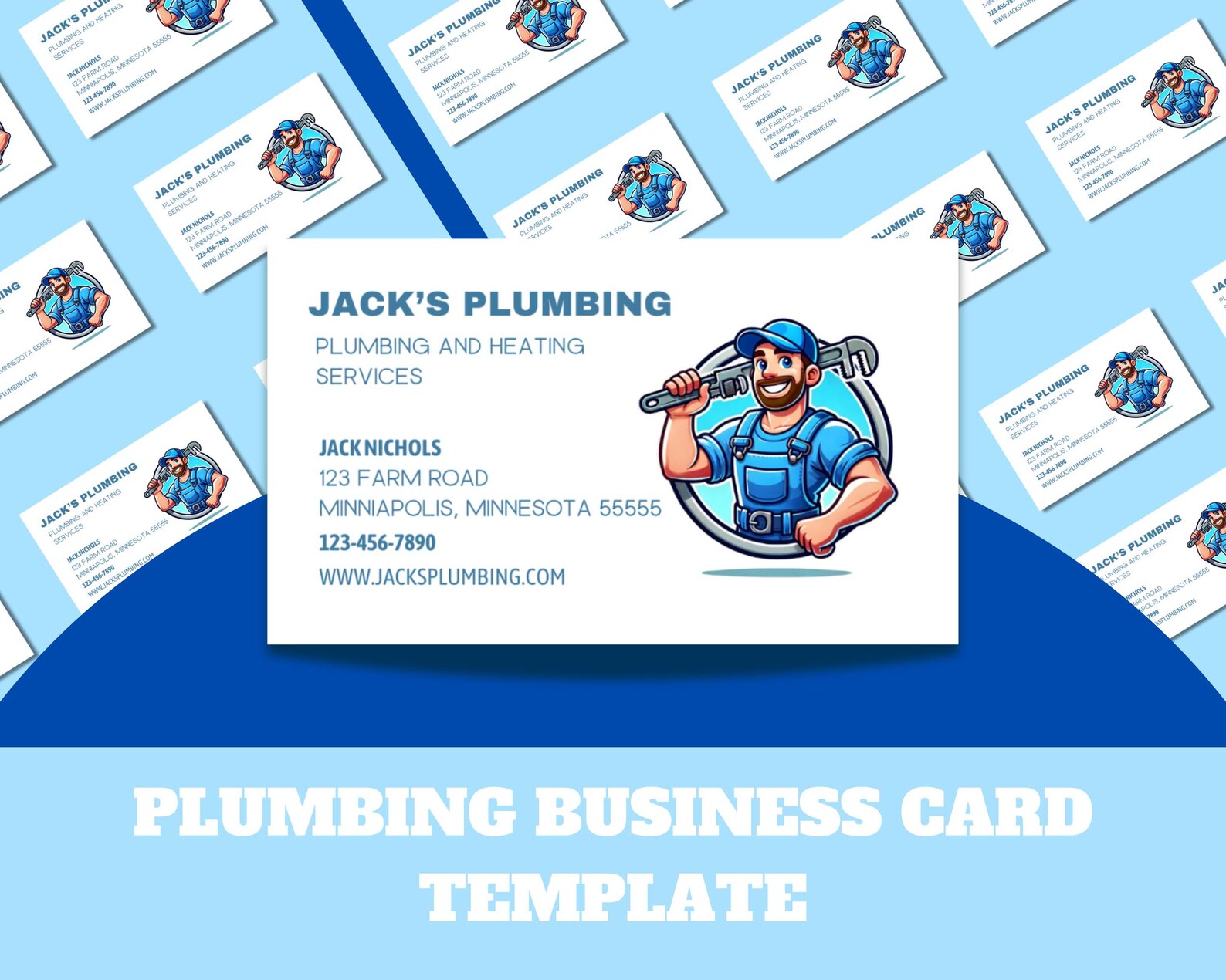 Business Card Template for Plumbing Business Canva Instant Download for ...