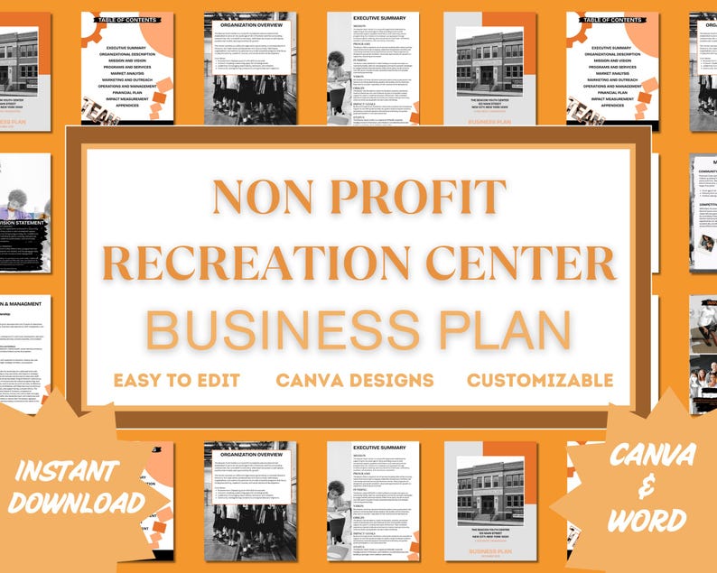 Canva Business Plan Template for Non Profit Recreation Center for ...