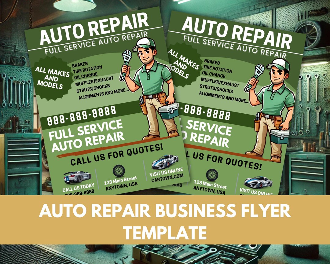 Auto Repair Flyer Template, Automotive Business, Canva Design (digital ...