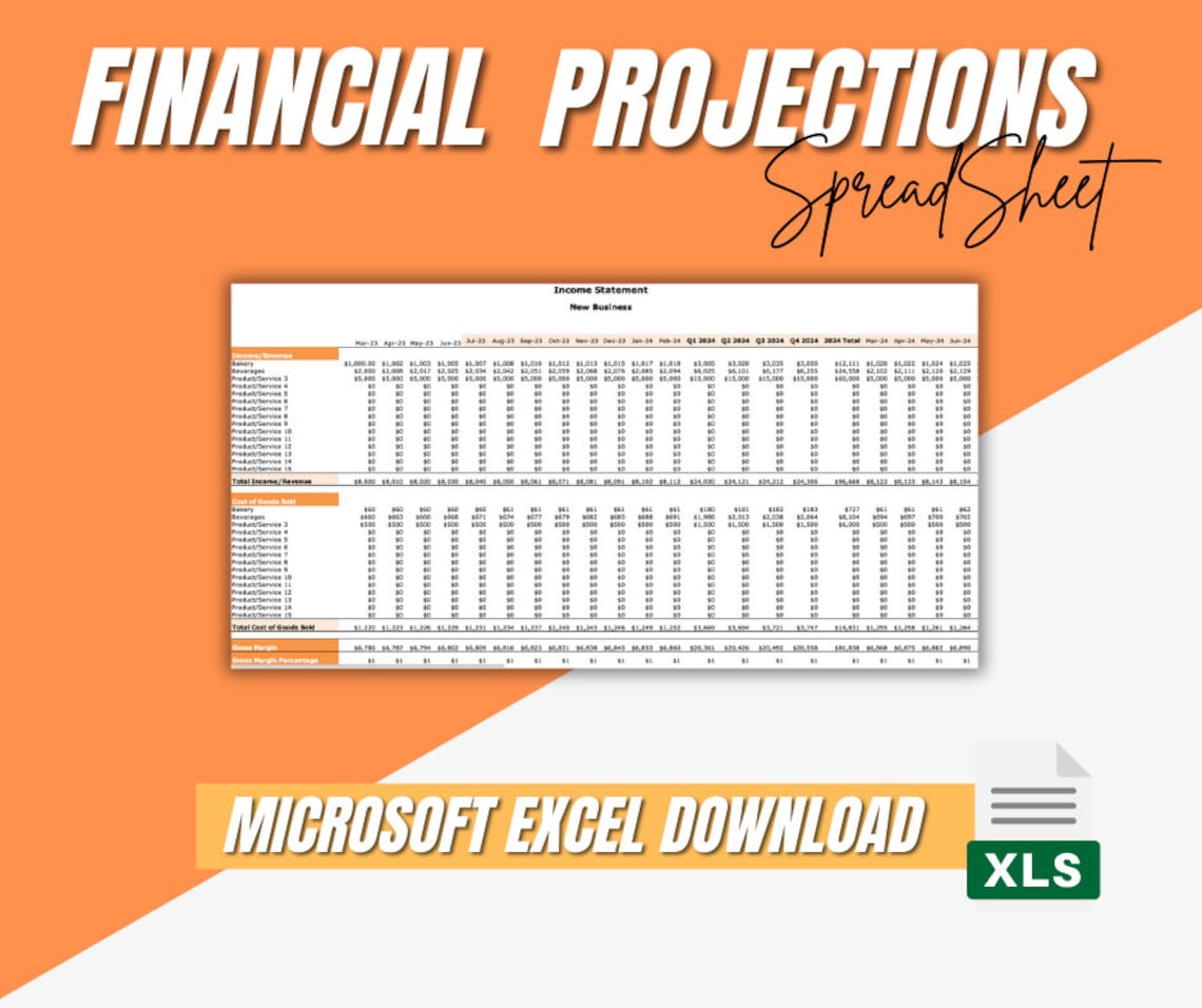 Financial Projections Spreadsheet for Start-up or Existing Business ...