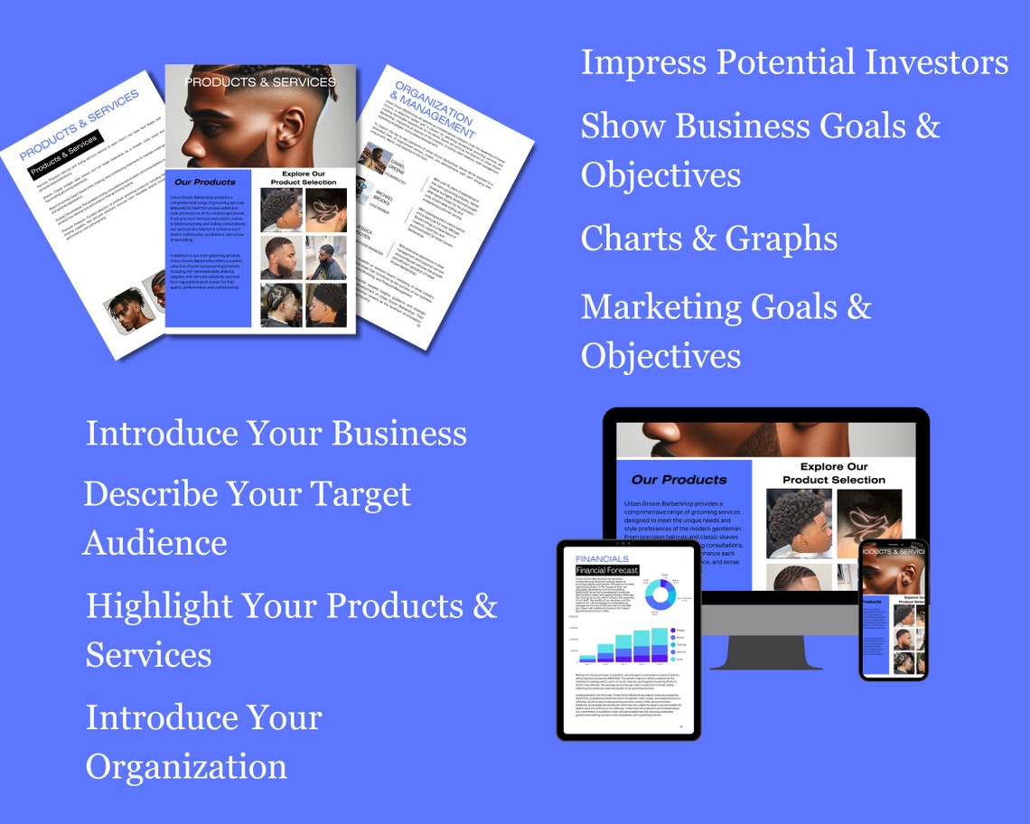 Barbershop Business Plan for Startup Barbershop - Canva Template ...