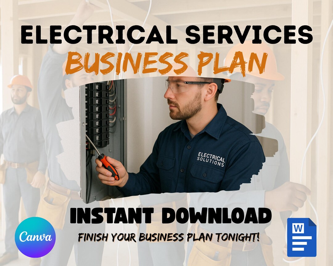 Electrician Business Plan Template for Canva and Word (instant Download ...