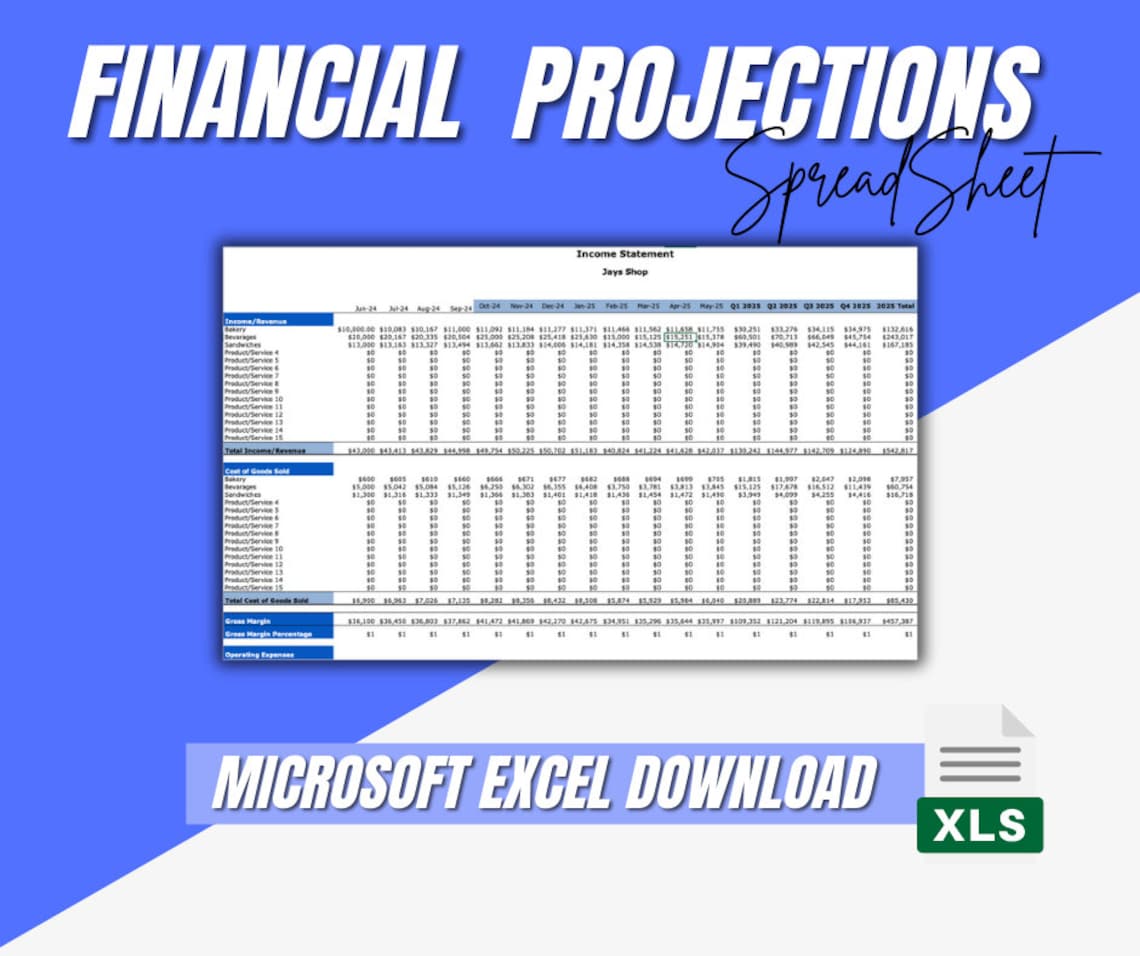 Business Plan Financial Projections Spreadsheet Template for Beginners ...