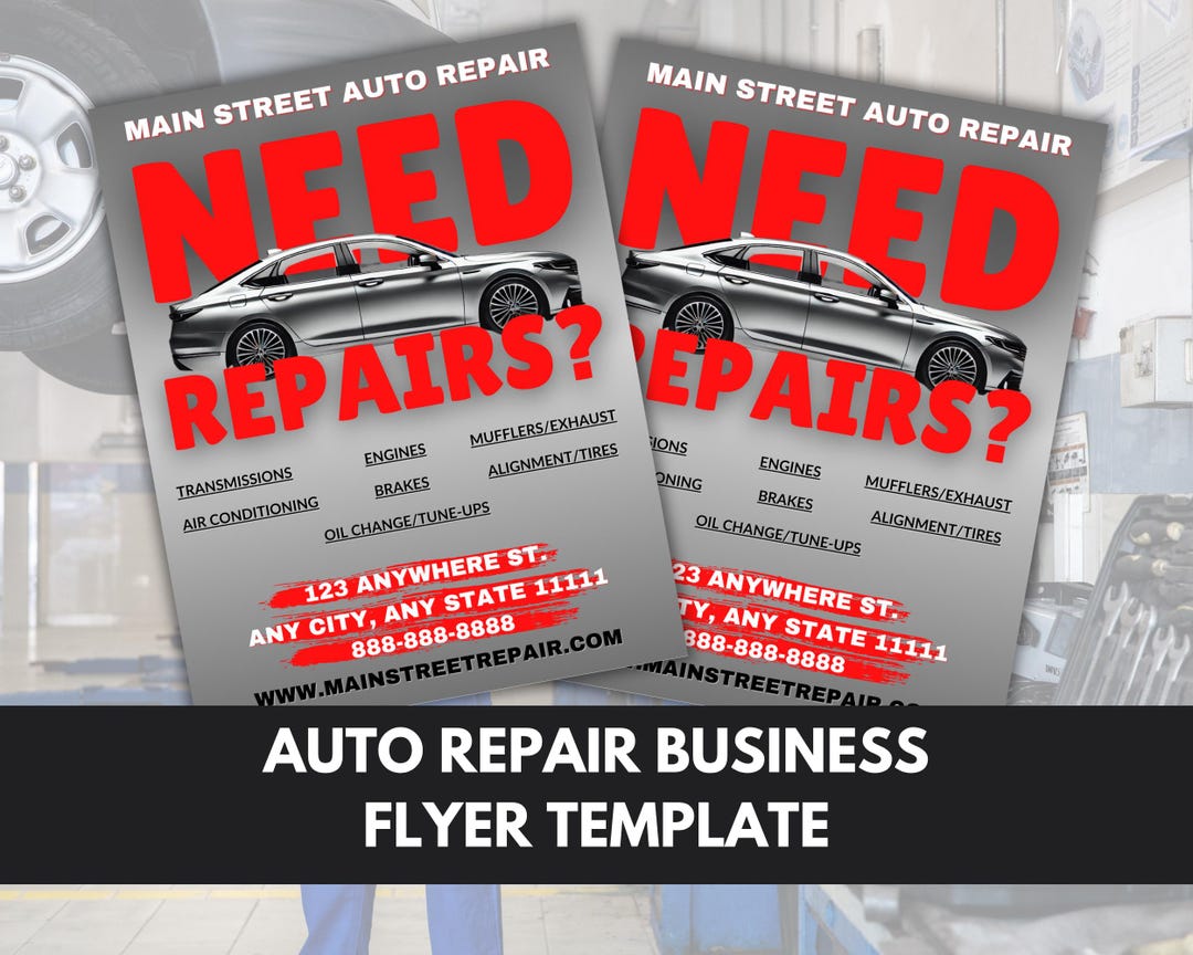 Auto Repair Flyer Template for Canva Auto Repair Business Instant ...