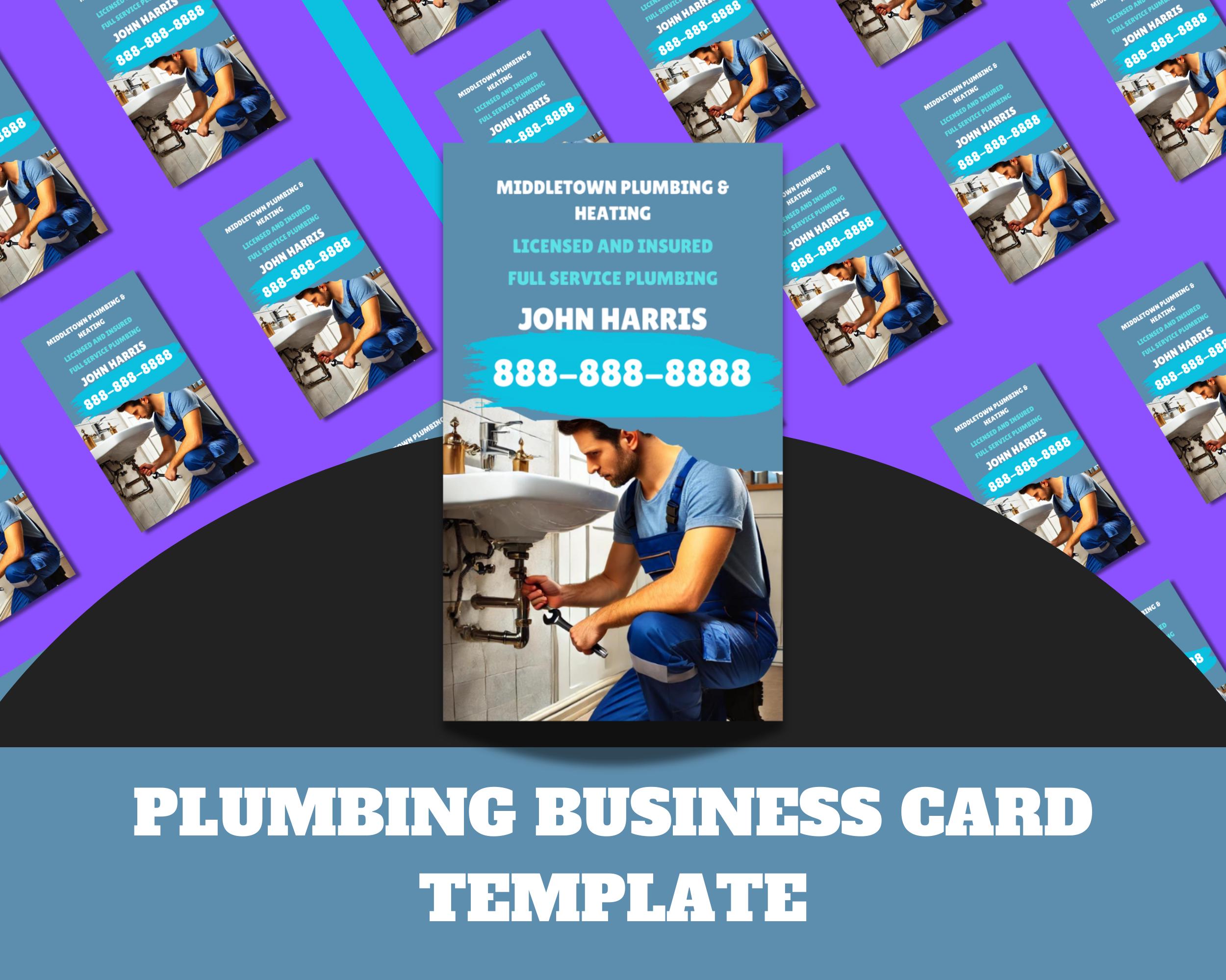 Easy to Edit Plumbing Business Card Template for Canva Instant Download ...