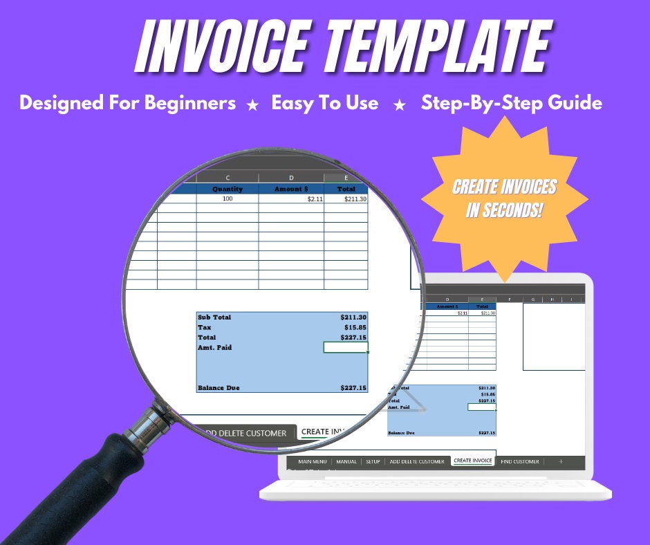 Invoice Template - Invoice Creator - Printable Invoice - Microsoft ...