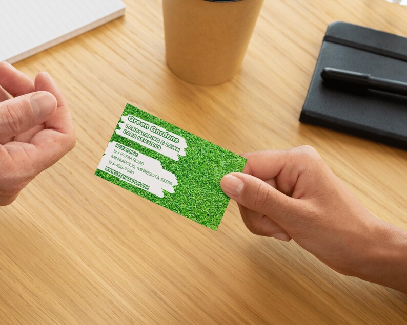 Lawn Care Business Card Template: Green Grass Design (canva Editable ...
