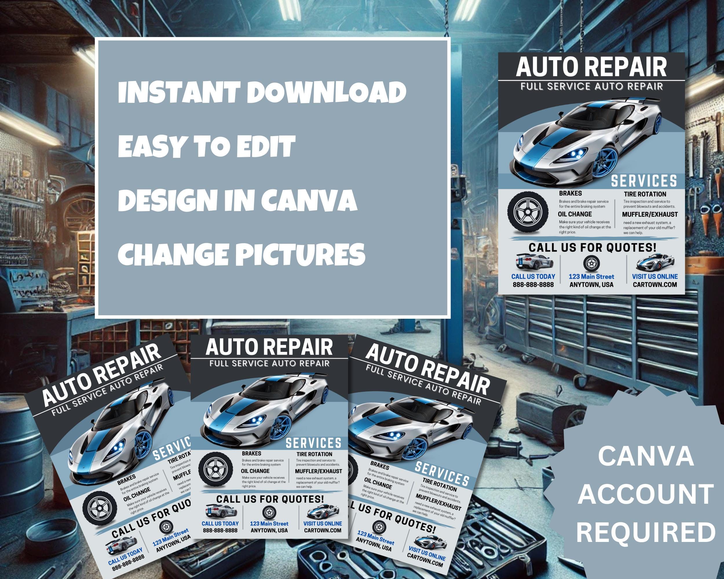 Auto Repair Flyer Template for Auto Repair Business, Instant Download ...