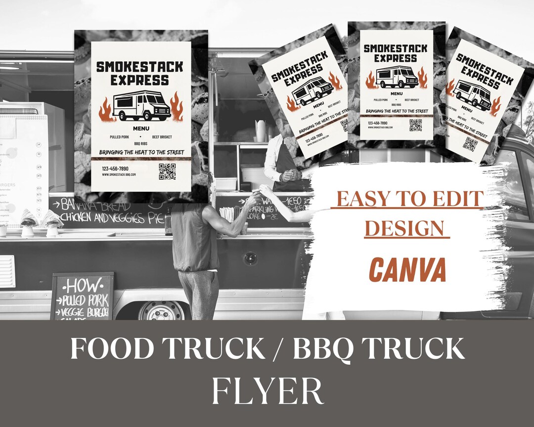 BBQ Food Truck Flyer Template for Canva Instant Download Food Truck ...