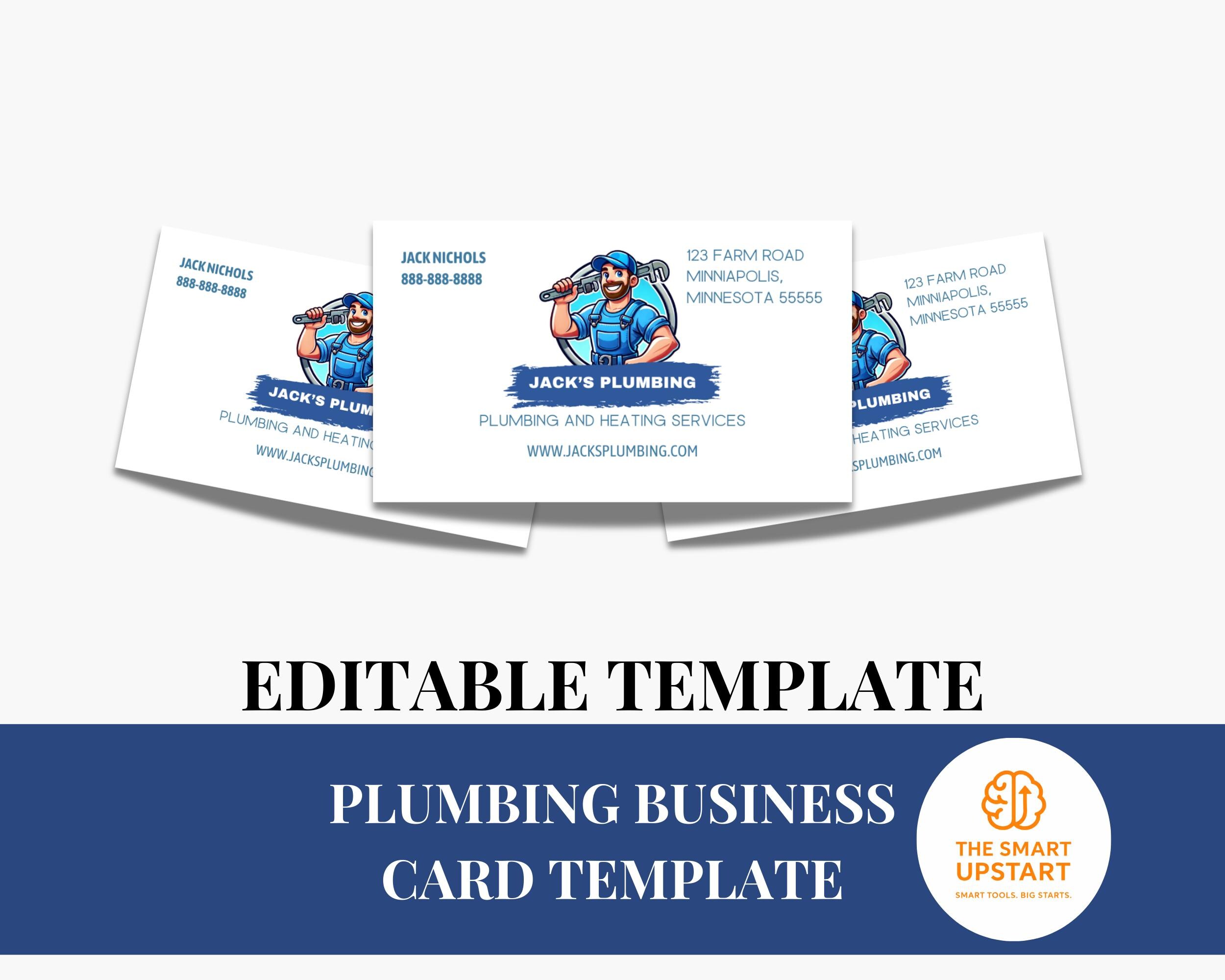 DIY Plumber Business Card Template for Canva 3 X 5 Downloadable ...