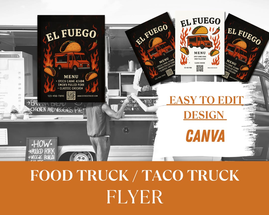 Taco Truck Business Flyer Template for Canva Instant Download Easy to ...