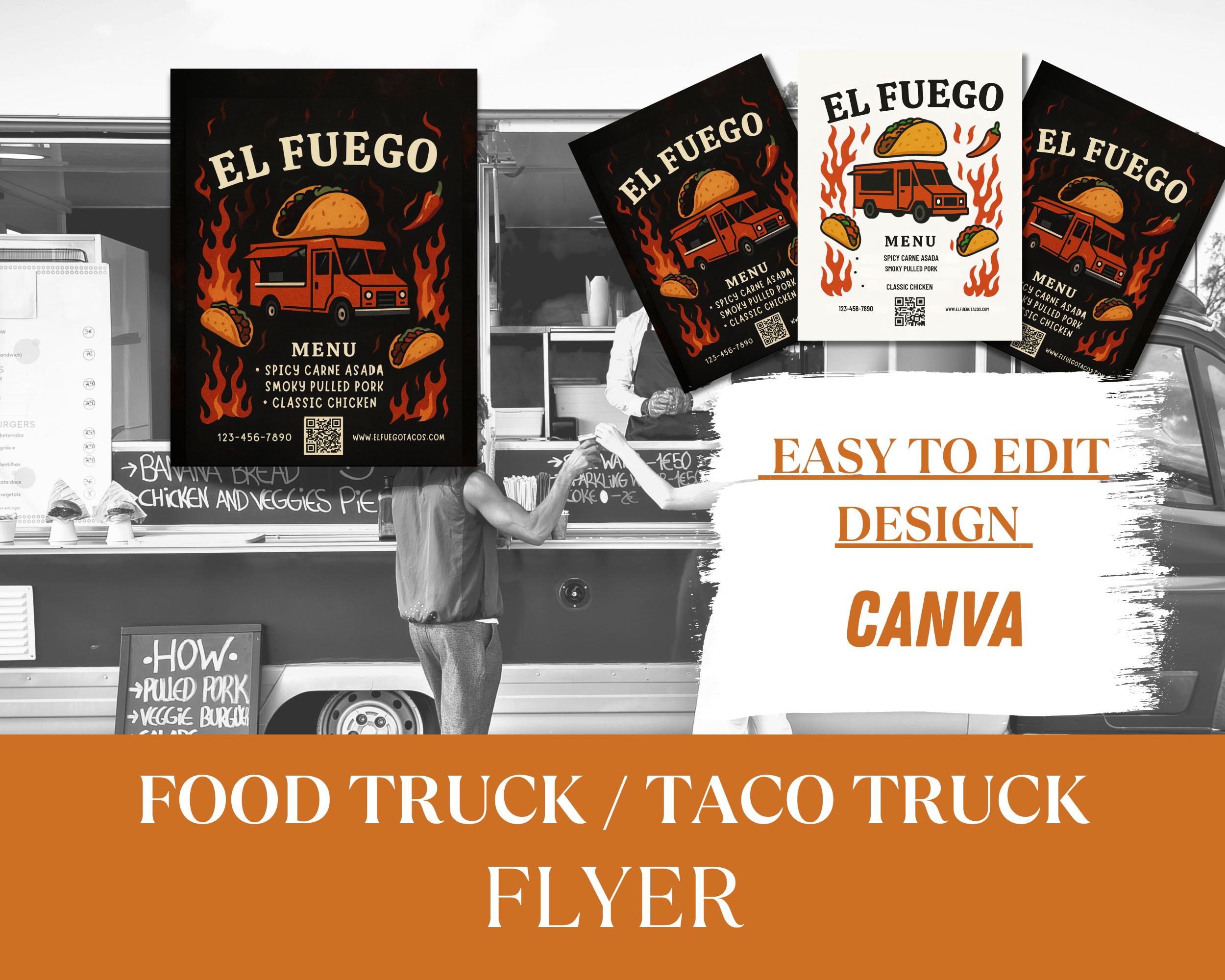 Taco Truck Business Flyer Template for Canva Instant Download Easy to ...