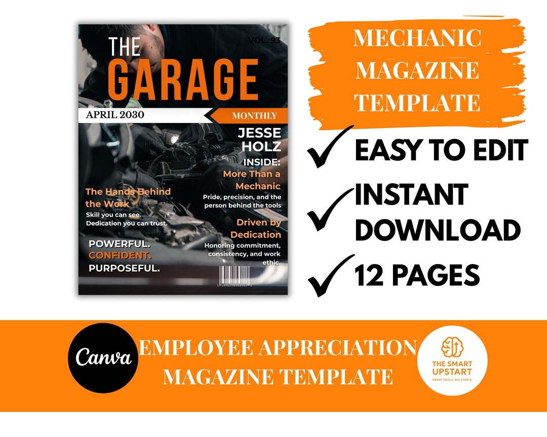 Mechanic Employee Appreciation Magazine Template (canva Digital ...