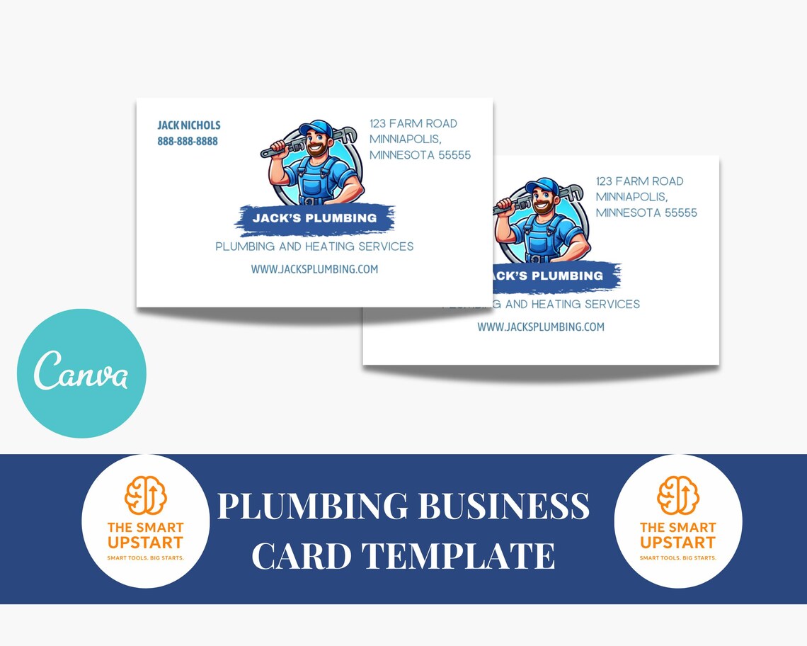 DIY Plumber Business Card Template for Canva 3 X 5 Downloadable ...