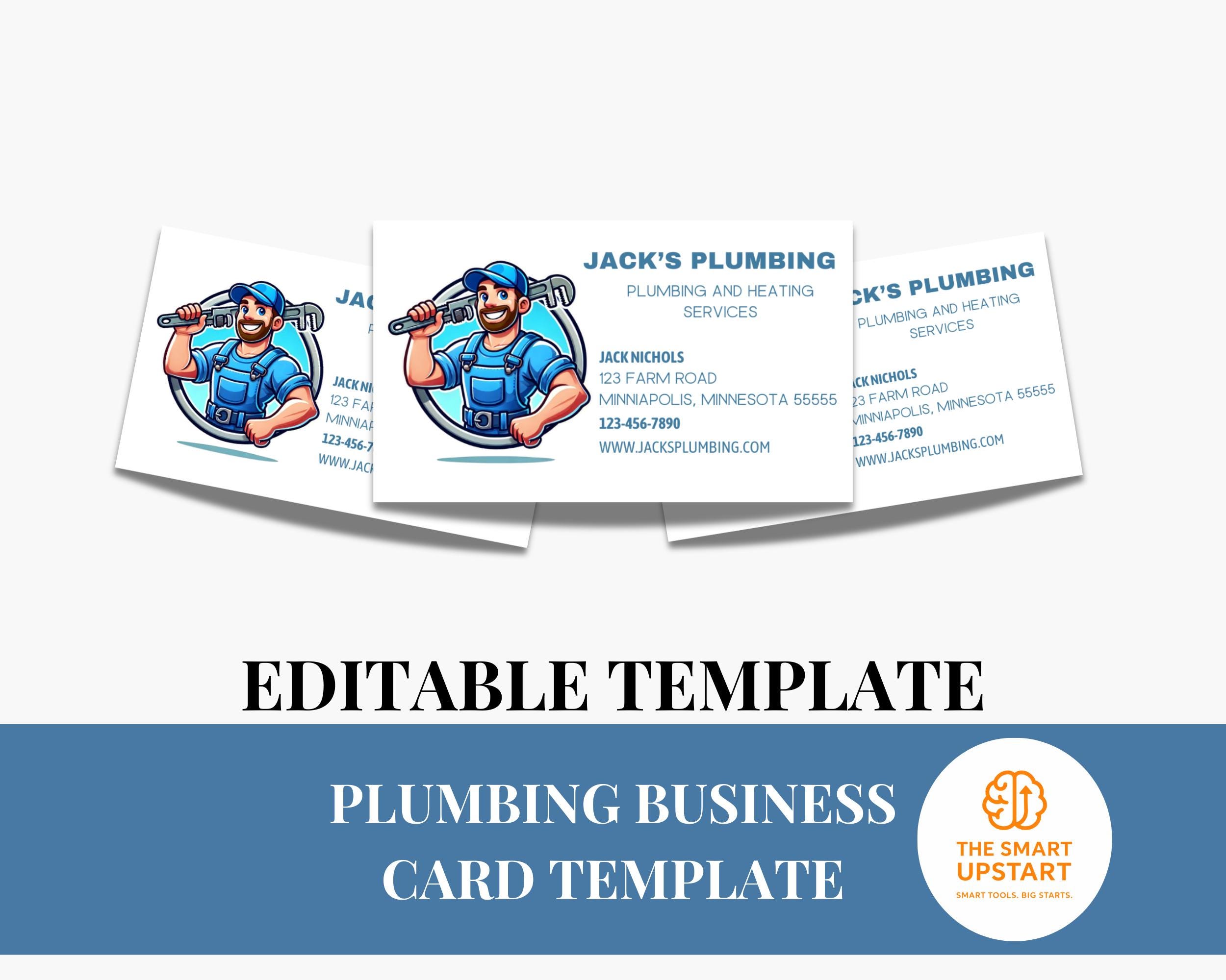 DIY Instant Download Canva Plumbers Business Card Template Water Heater ...