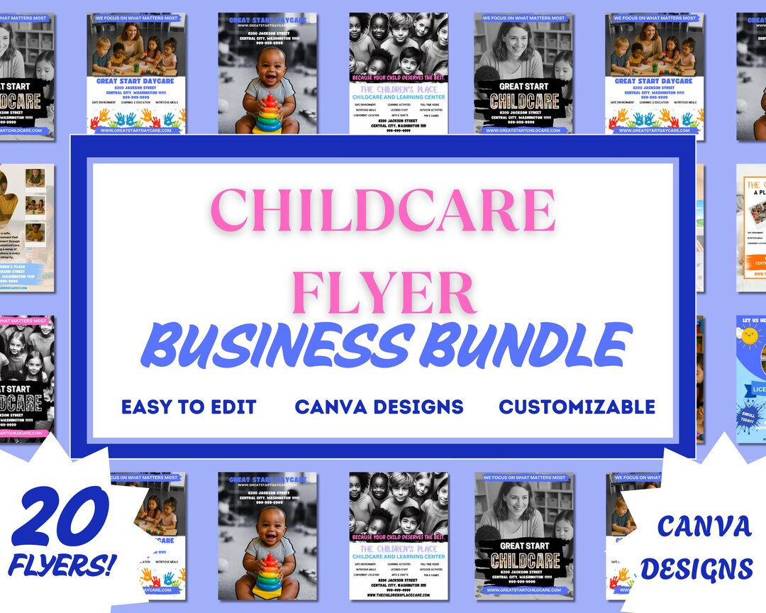 Childcare Flyer Bundle, Preschool Marketing Templates (canva Editable ...