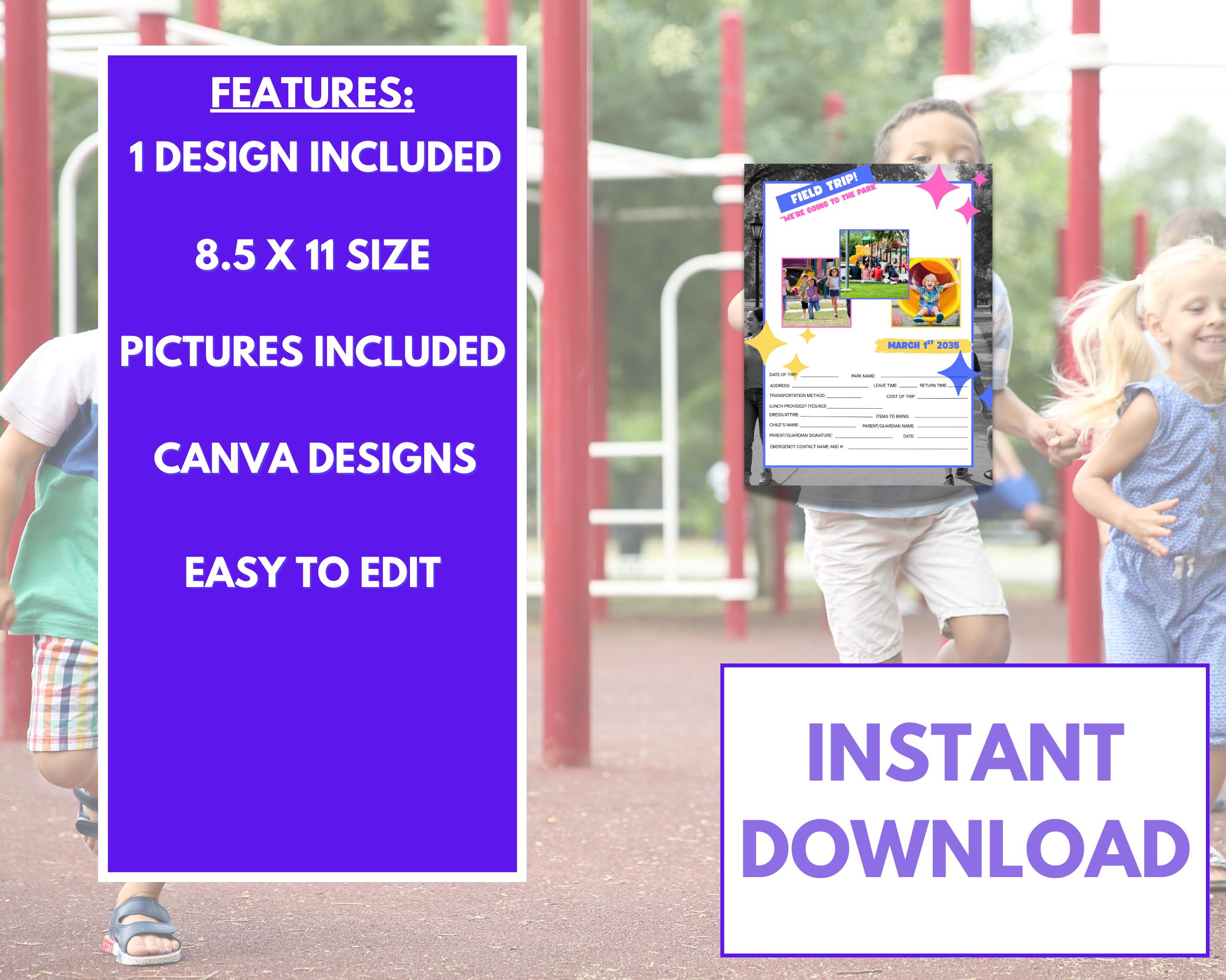 Park Field Trip Permission Slip Canva Template Adjustable Template ...
