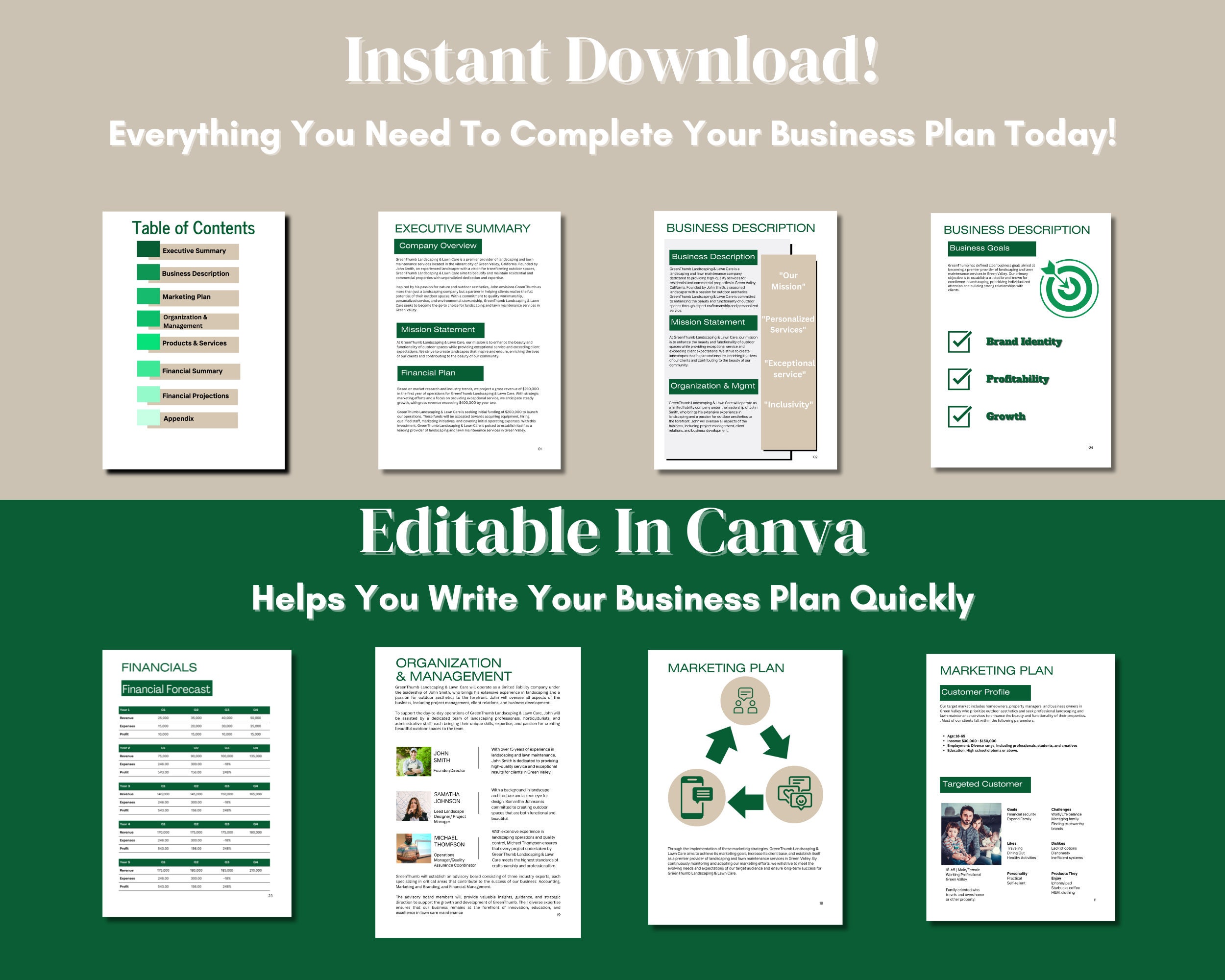 Landscape Business Plan - Lawn Care - Business Plan Template - Business ...
