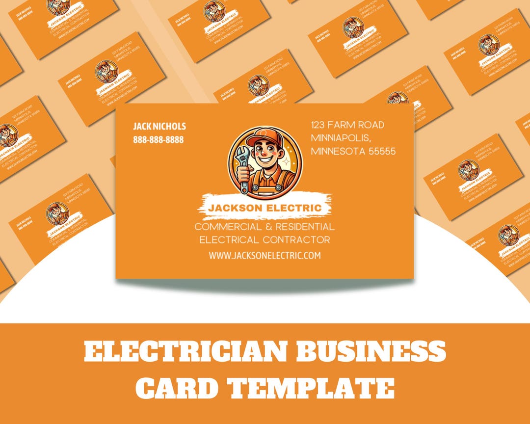 Downloadable Electrician Business Card Template for Canva 3 X 5 DIY ...