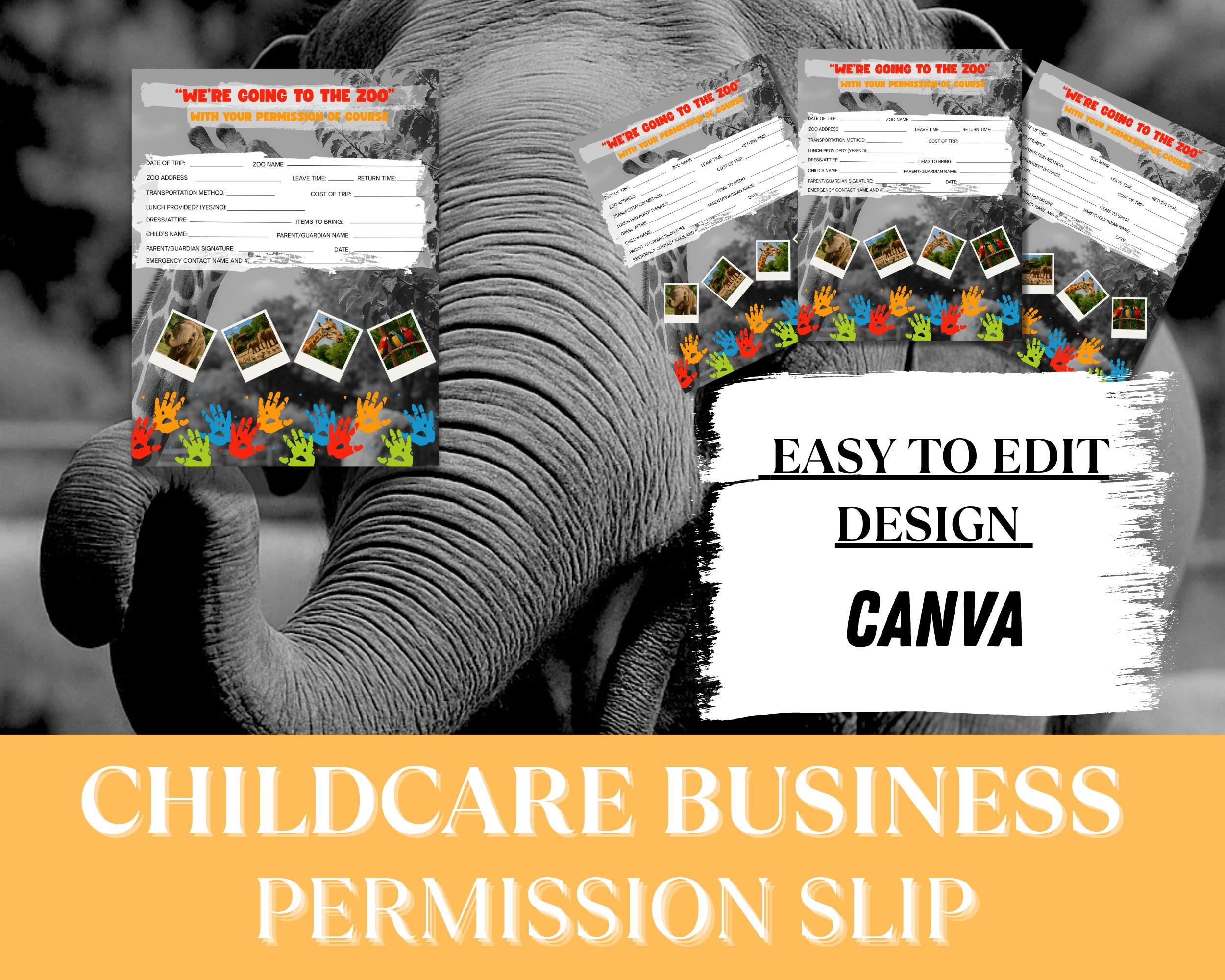 Editable Zoo Field Trip Permission Slip Template (canva) - Etsy