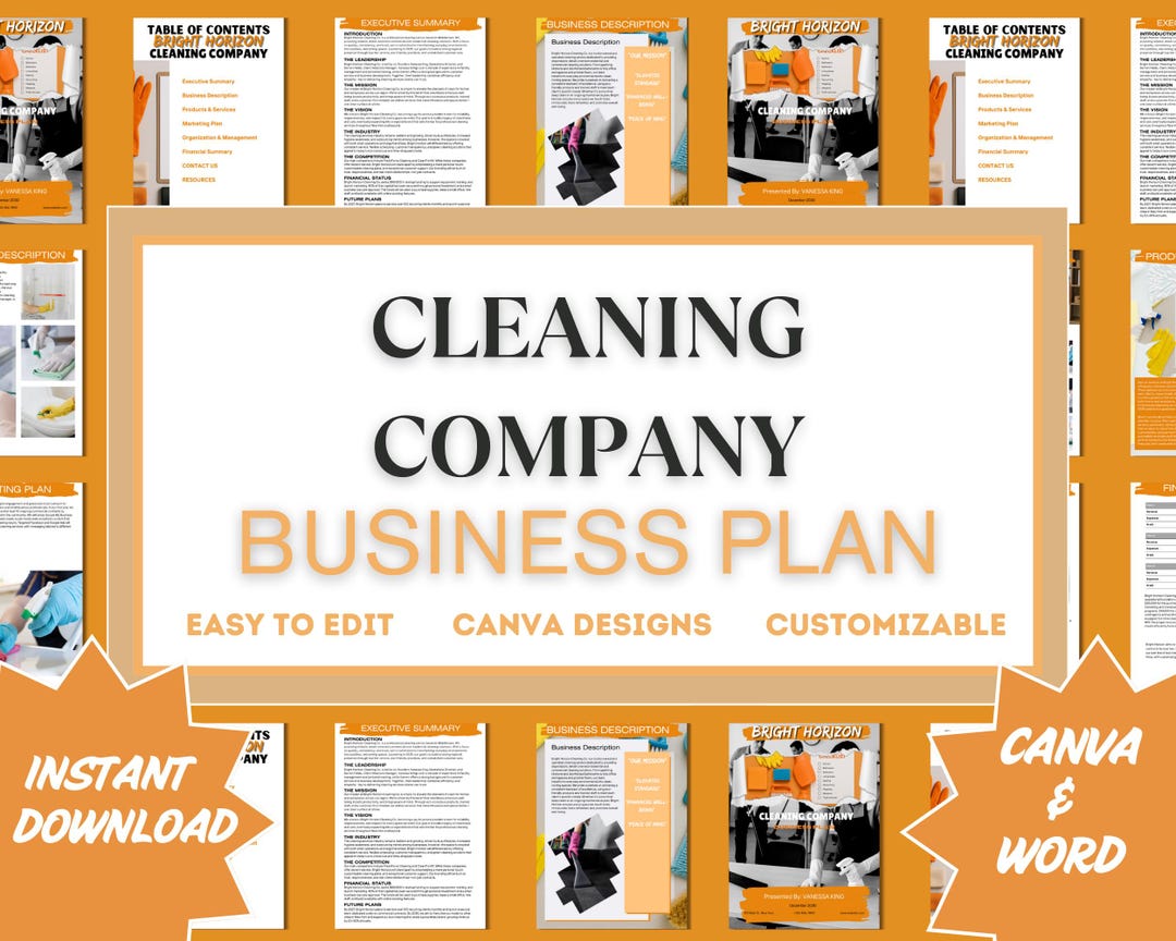 Cleaning Services Business Plan Template: Canva Editable (instant ...