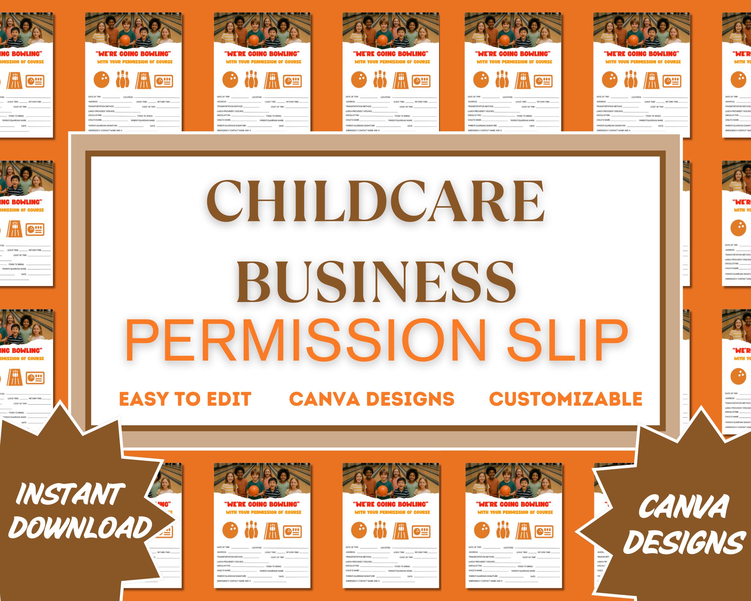 Bowling Field Trip Permission Slip: Daycare Canva Template (digital ...