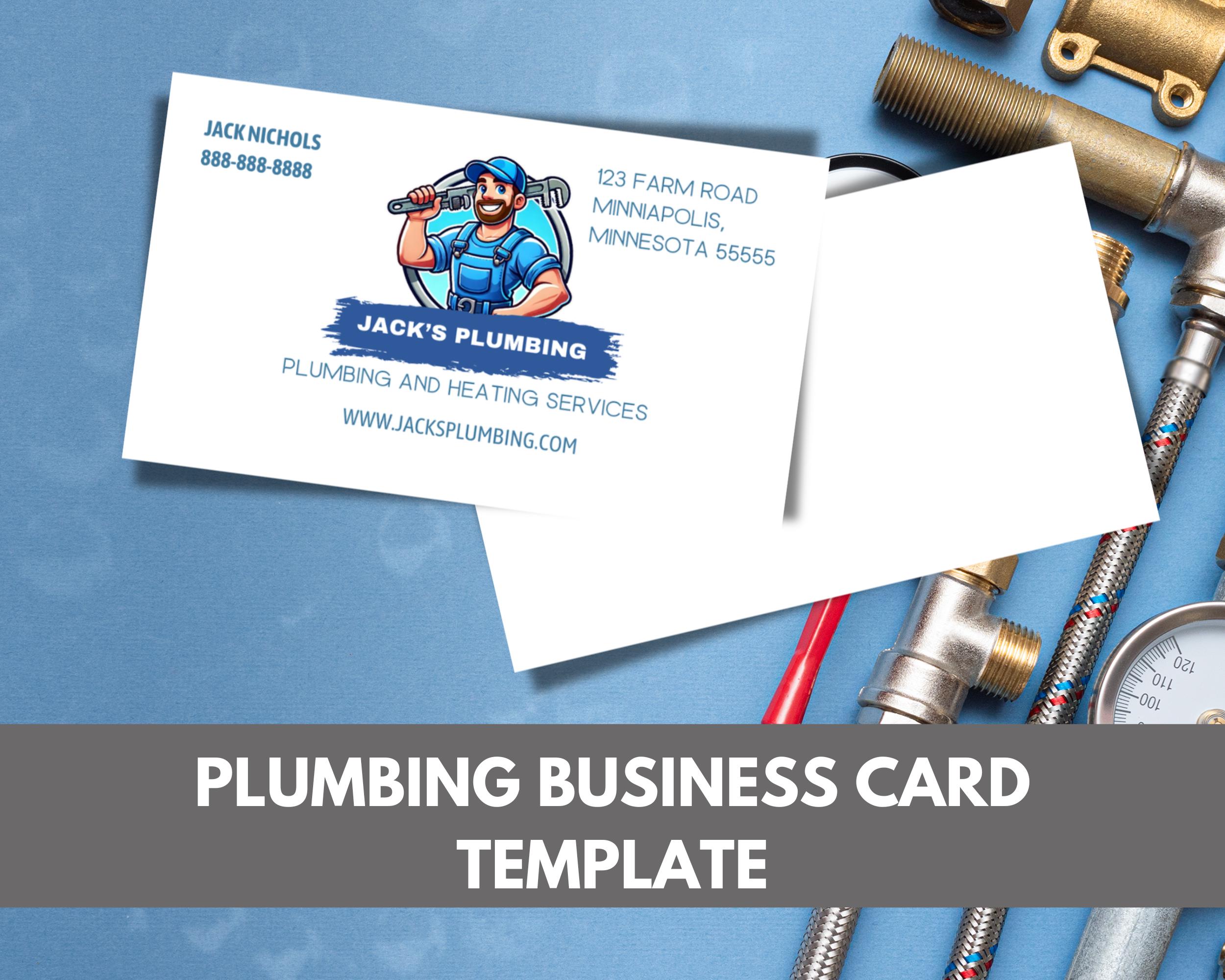 DIY Plumber Business Card Template for Canva 3 X 5 Downloadable ...