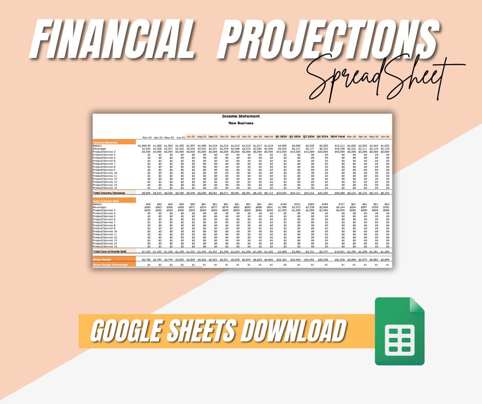 Financial Projections Template for Beginners - Google Sheets - Income ...
