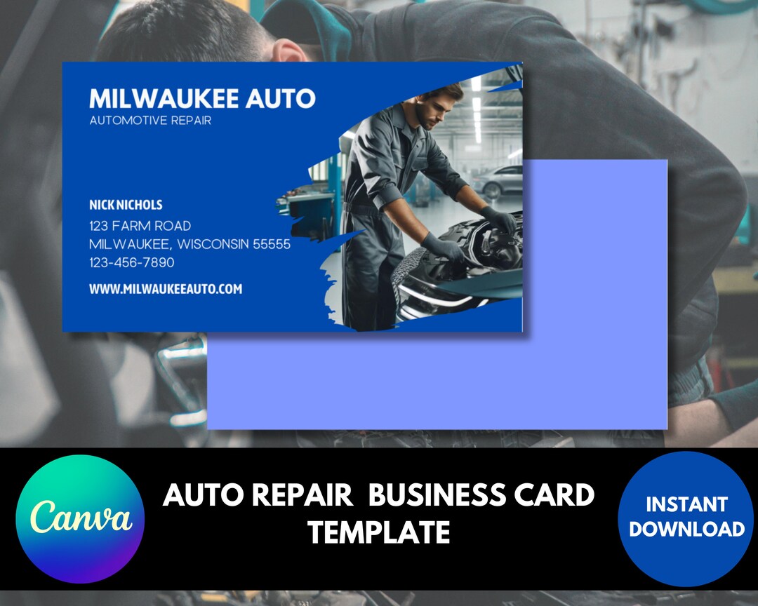 Instant Download Auto Repair Auto Mechanic Business Card Template for ...