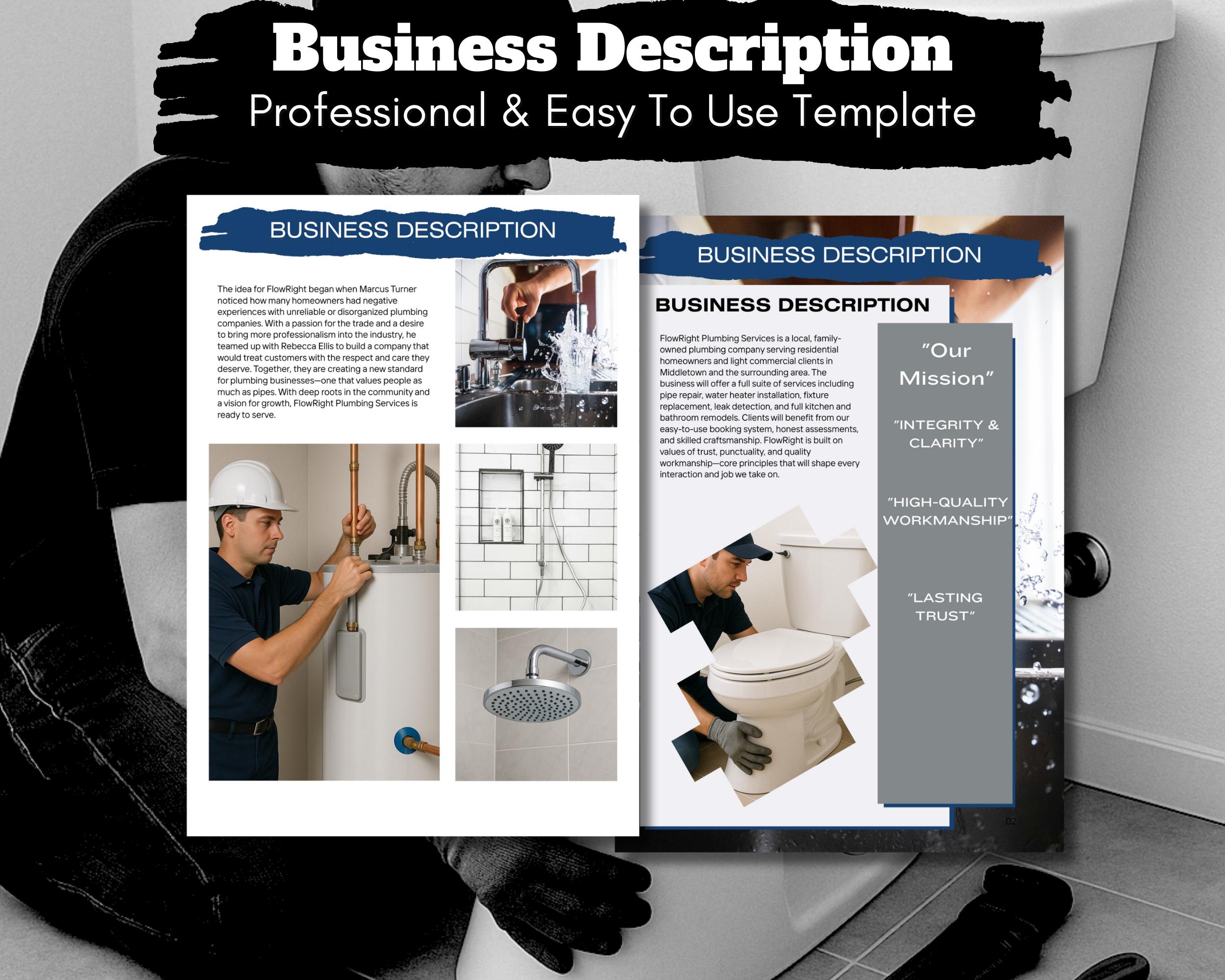 Plumbing Business Plan Template | Editable Canva & Word (instant Download) - Etsy