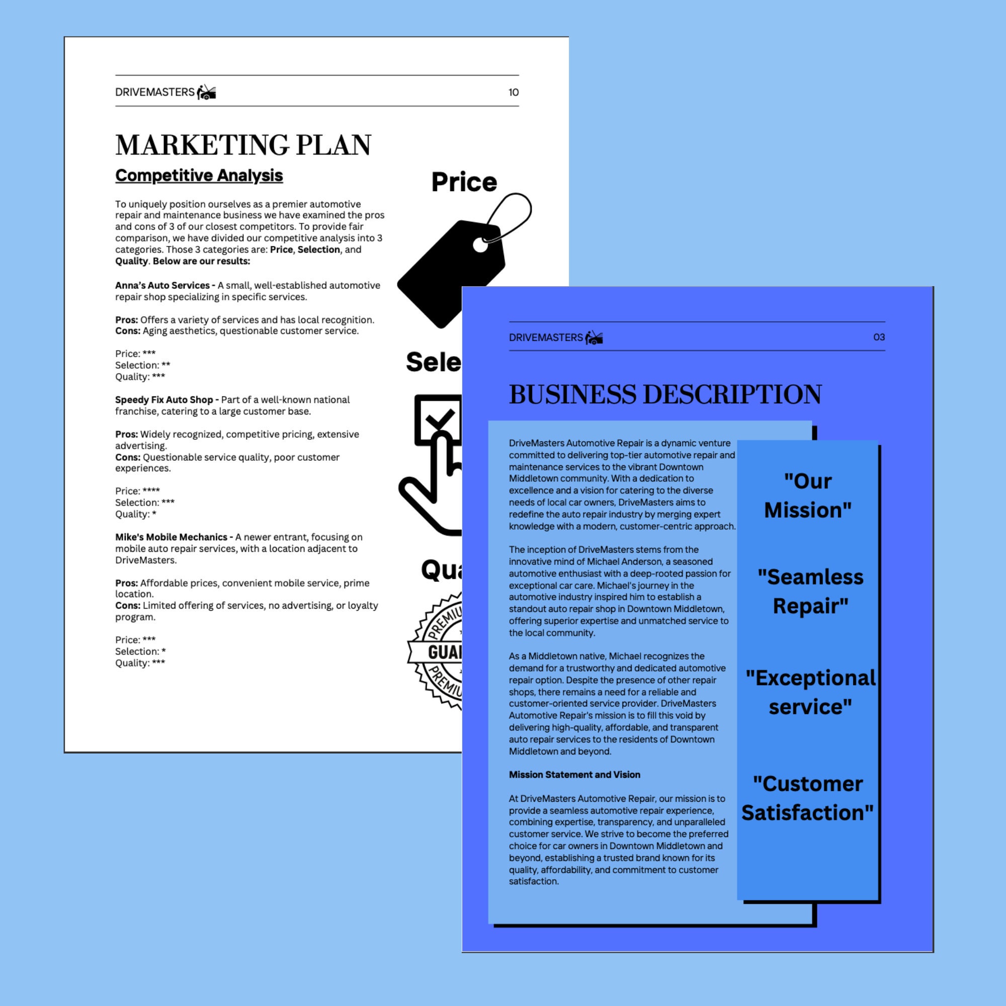 Auto Repair Shop Business Plan - Business Plan Template - Automotive ...