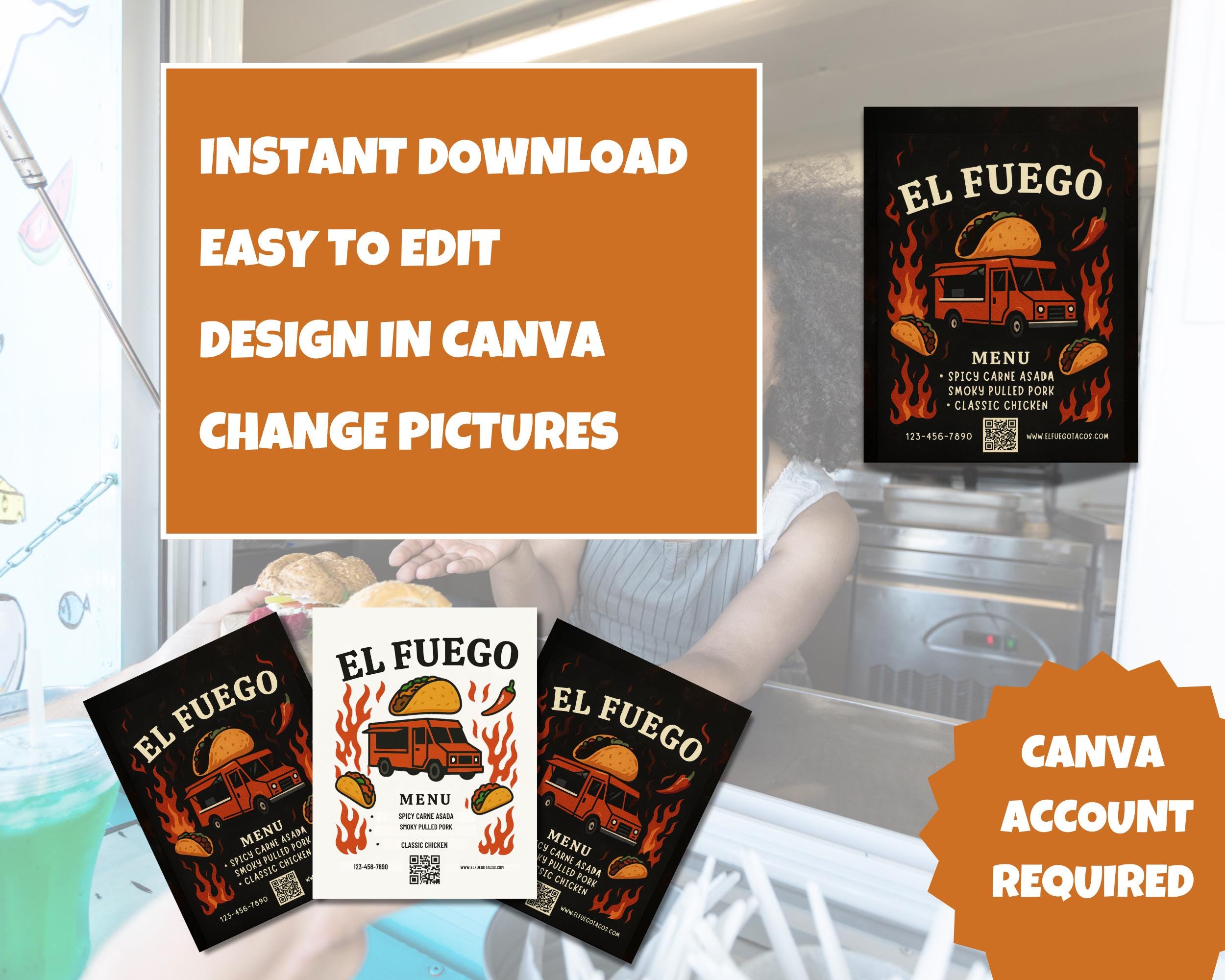Taco Truck Business Flyer Template for Canva Instant Download Easy to ...