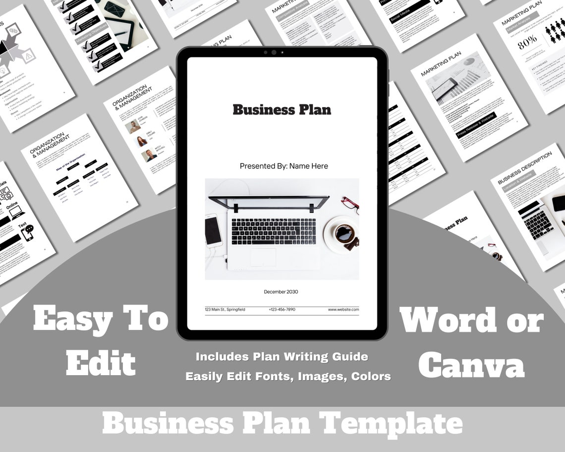 Small Business Plan Template for Start up Business Editable Canva ...