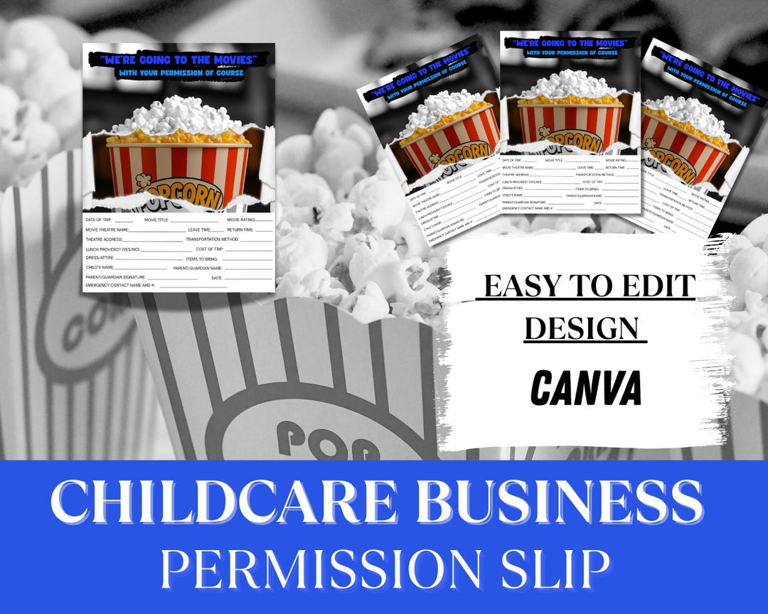 Movie Theatre Permission Slip Template for Childcare (canva Editable ...