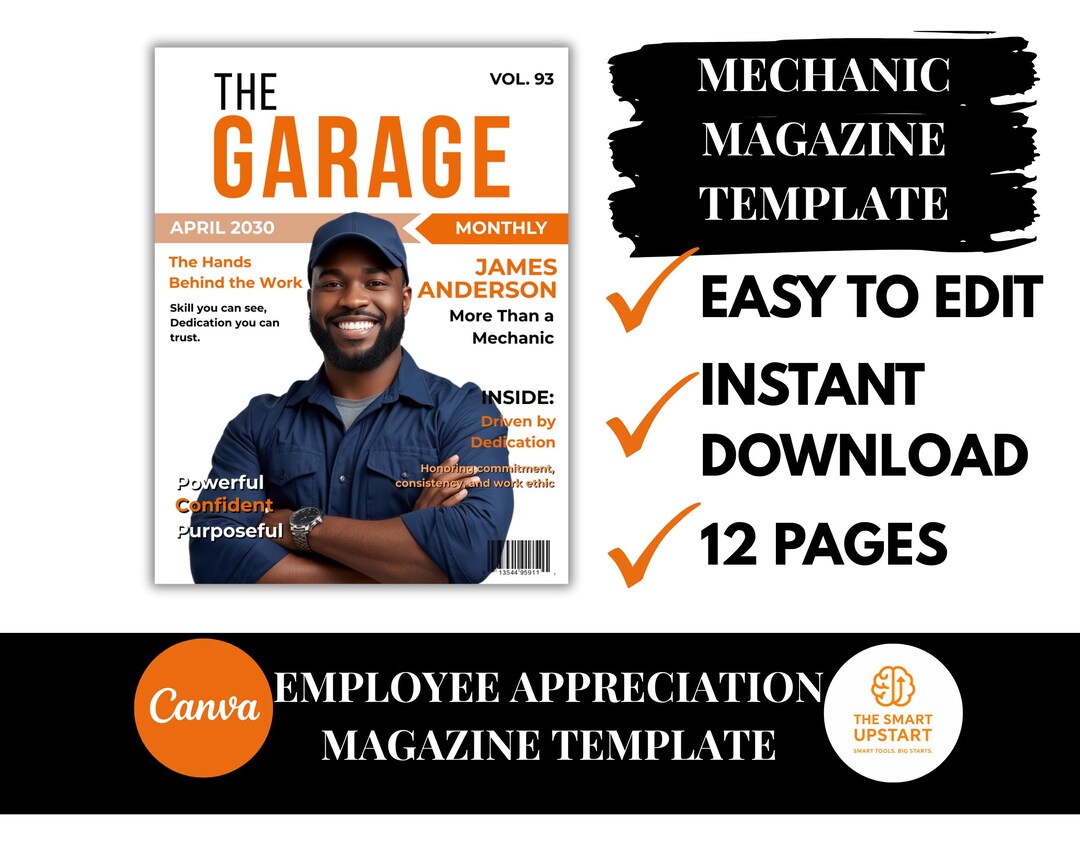 Mechanic Employee Appreciation Magazine Template (canva Digital ...