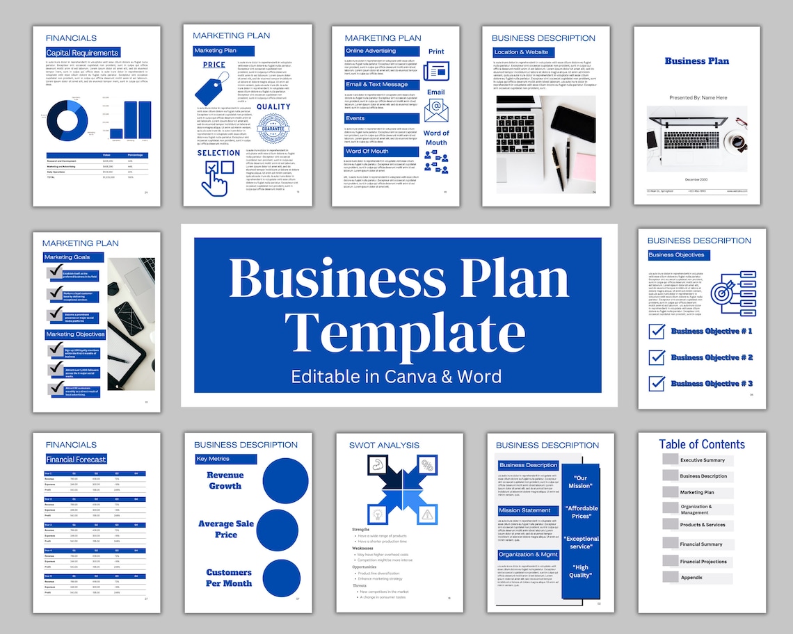 Start up Business Plan Template - Canva - Business Proposal - Marketing ...