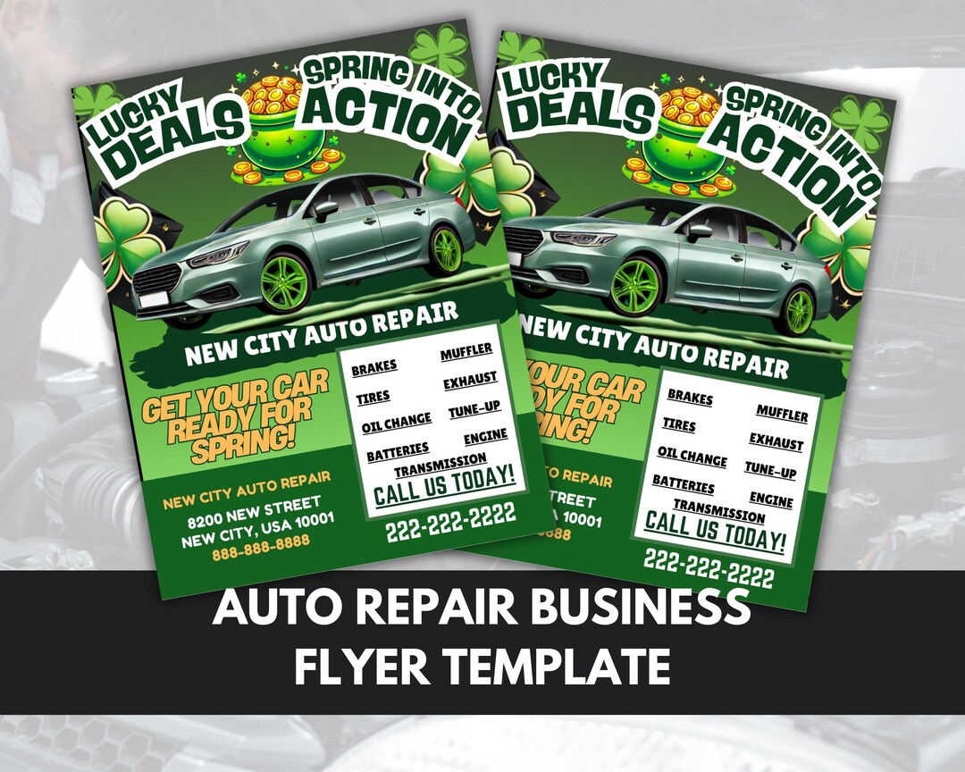 Spring Auto Repair Flyer Template | Editable Mechanic Shop Ad (canva ...