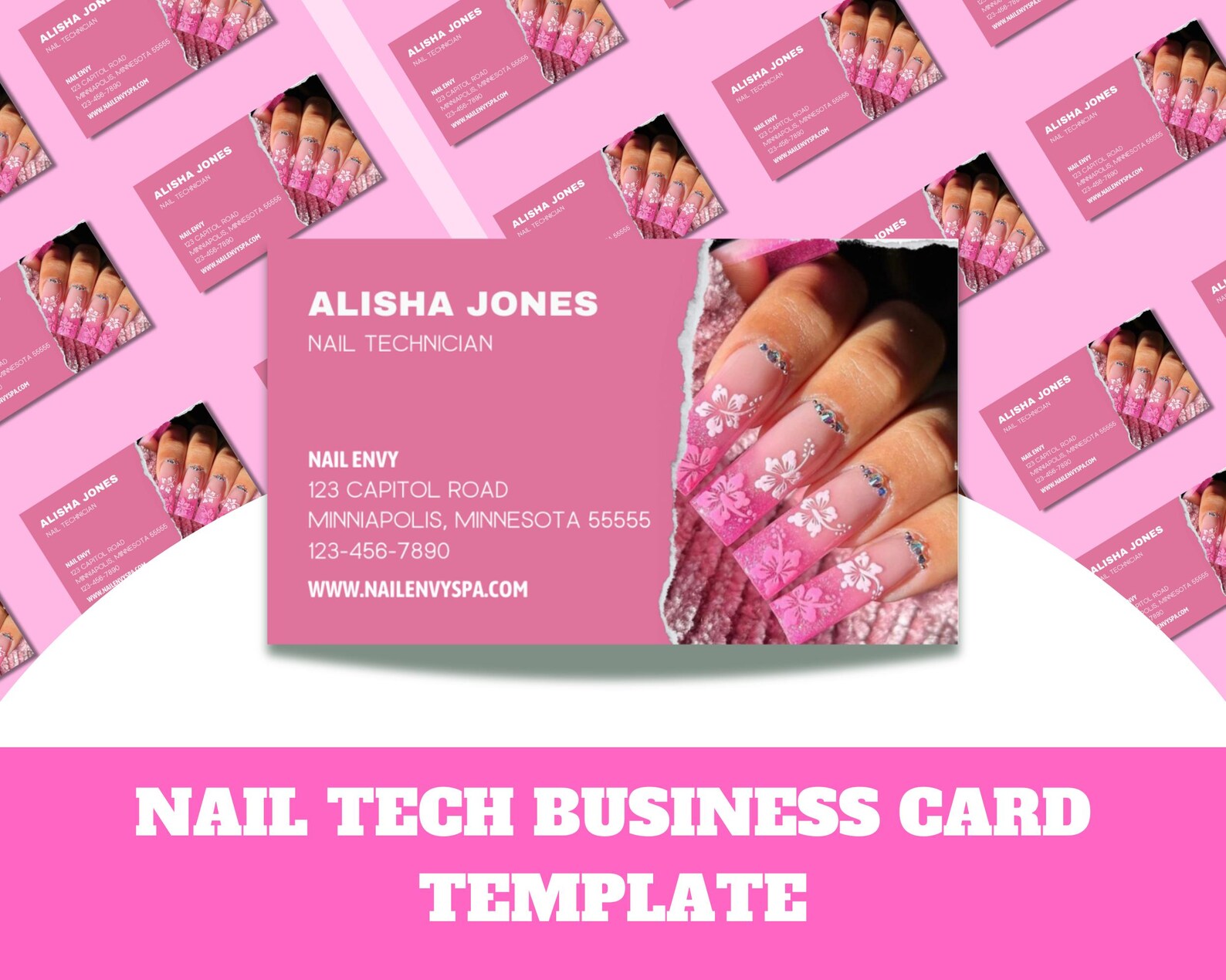 Nail Technician Business Card Template for Canva Instant Download Easy ...