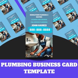 Plumbing Business Card Template, DIY Printable Canva Design (3 X 2.5 ...