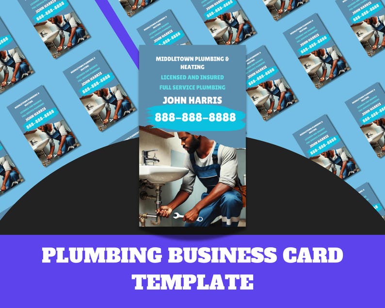 Plumbing Business Card Template, DIY Printable Canva Design (3 X 2.5 ...