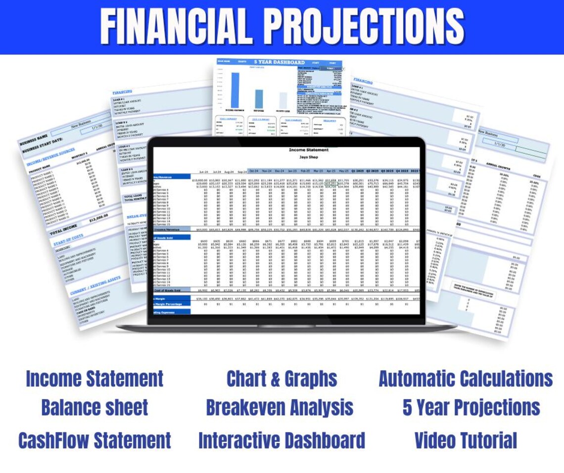 Business Plan Financial Projections Spreadsheet - Microsoft Excel ...