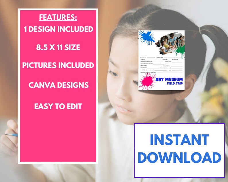 Instant Download Editable Childcare Art Museum Field Trip Permission ...