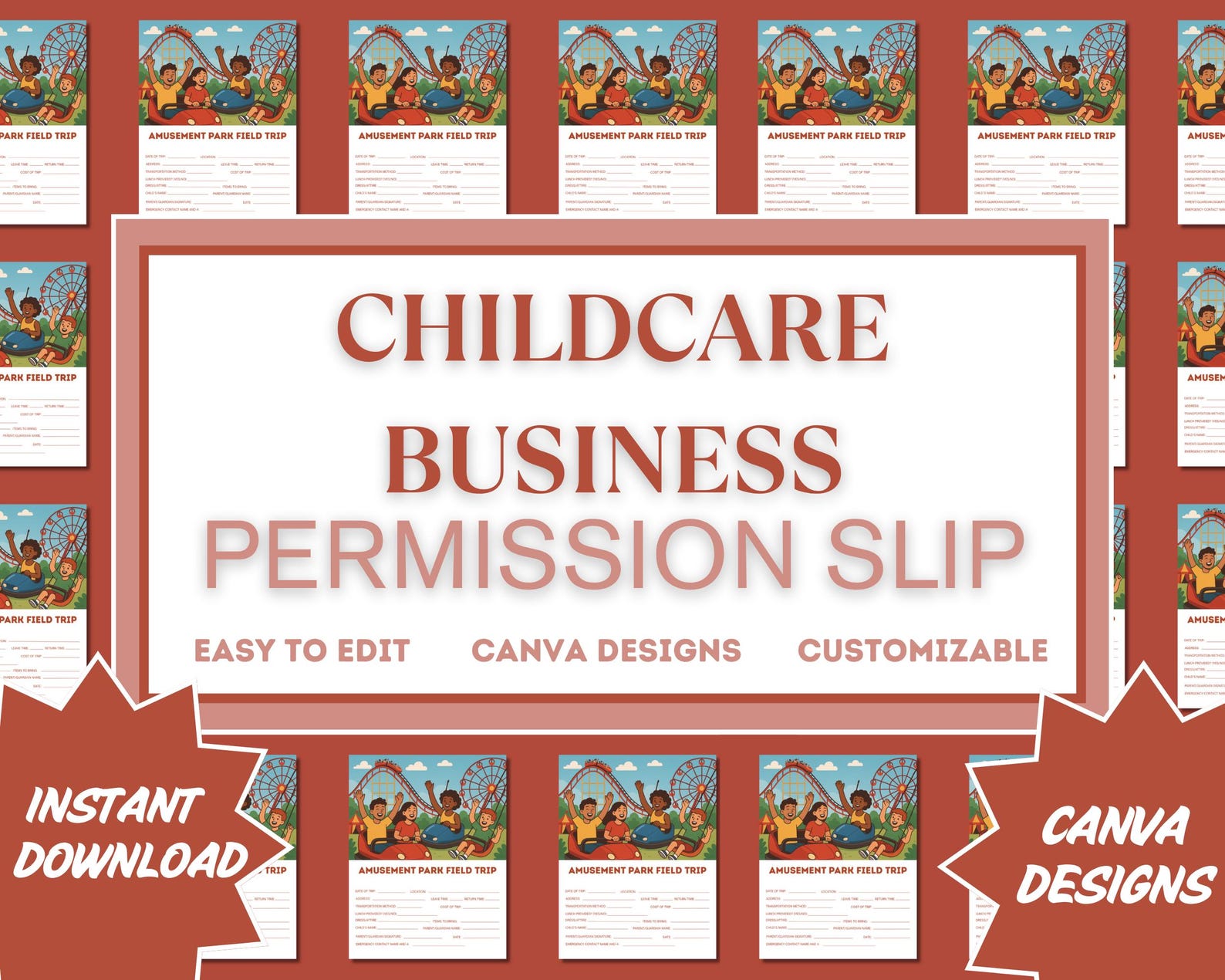 Amusement Park Field Trip Permission Slip Template: Editable Canva ...