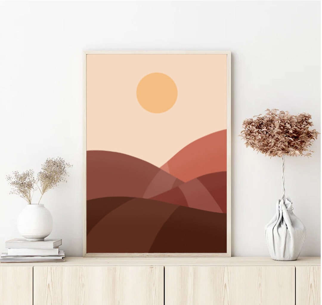 Terracotta Landscape Sun - Printable Art - Etsy