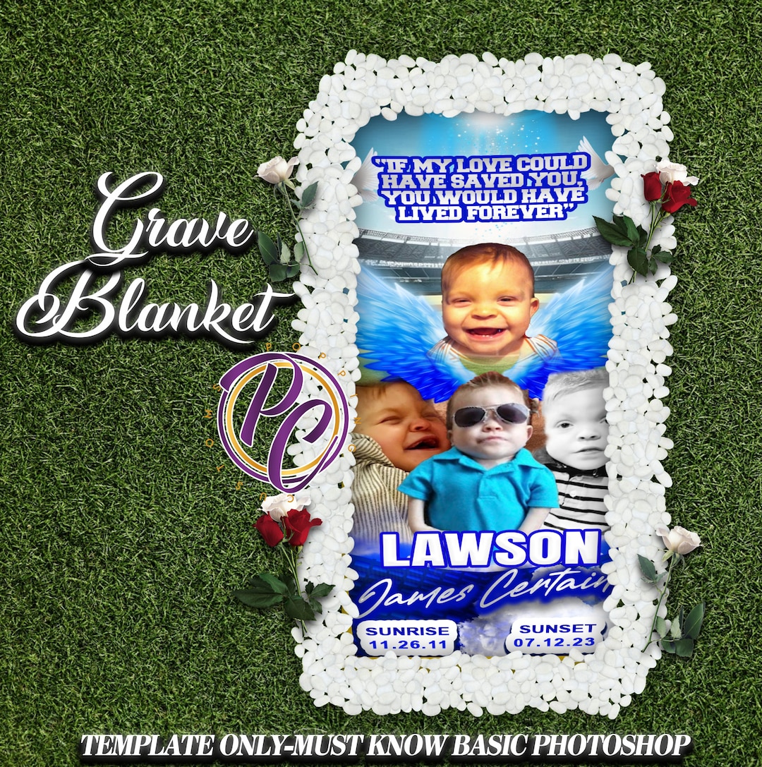 Blue Memorial Boy Grave Blanket Template - Etsy