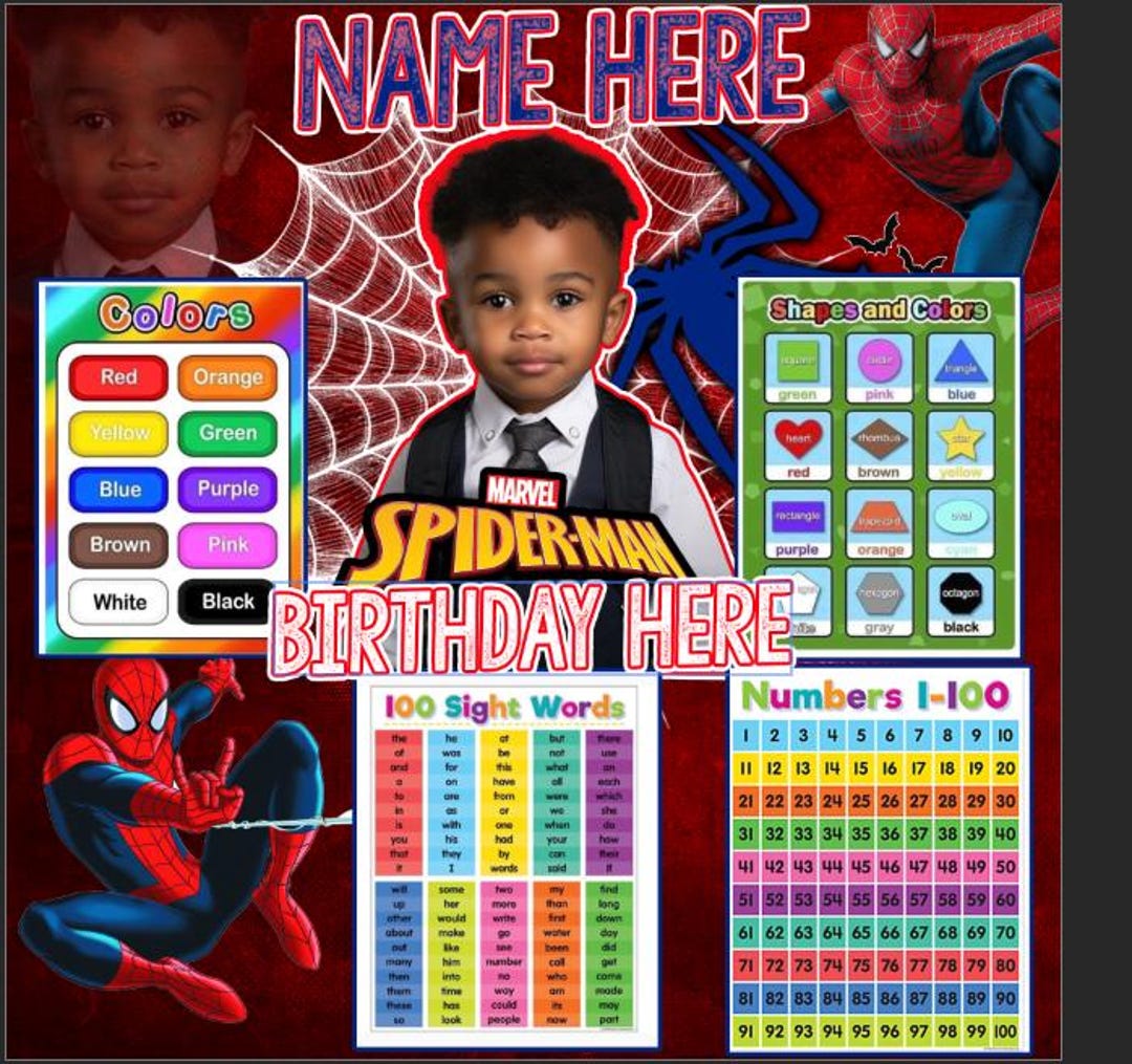 Spider-man Learning Table Design - Editable Photoshop Template - Etsy